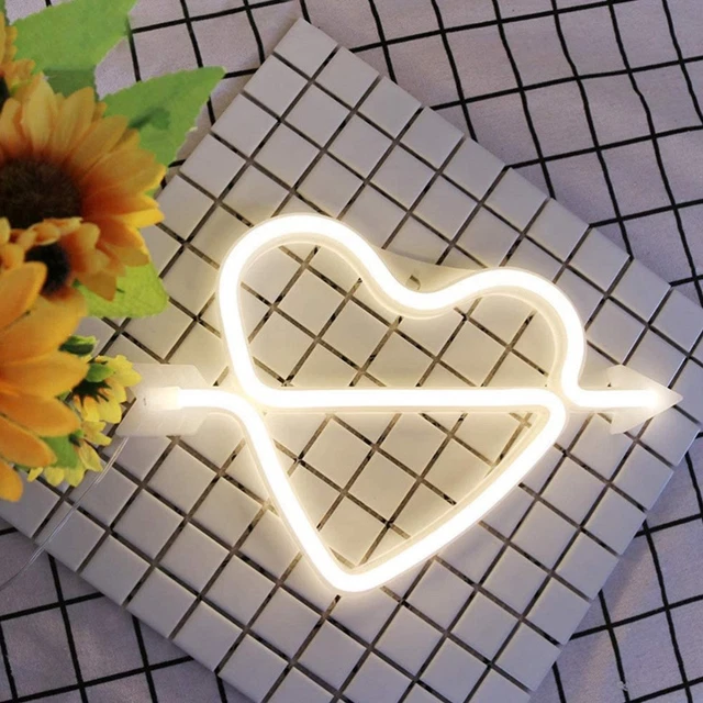 LED NEON LIGHTS Arrow Through Heart Shaped Bedroom Furnishing Articles ...