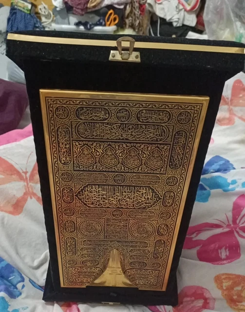 VINTAGE ISLAMIC HOLY Makkah Kaaba Stand Door In The Black Velvet Case ...