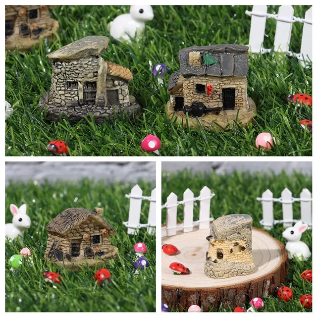 DIY LANDSCAPING RESIN House Mini Crafts Miniatures Figurines Garden ...
