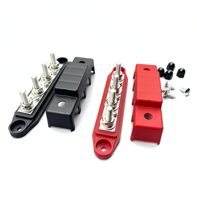 RED & BLACK 5/16" 4 Stud Power Distribution Busbar Bus Bar With Cover Fast Ship $30.35 - PicClick CA
