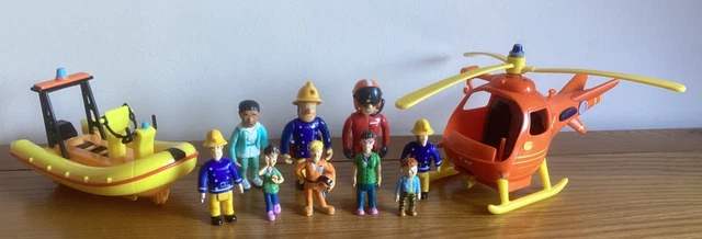FIREMAN SAM TOY Bundle - 9 X Figures With Rescue Helicopter & Ocean ...
