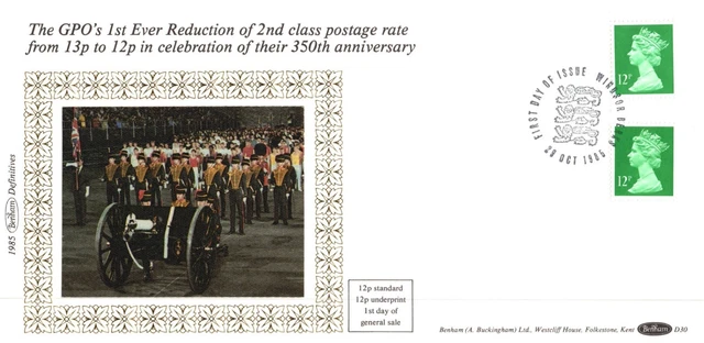 GB 1985 12P 2nd Class Definitive Reduced Price Star Underprint Benham ...