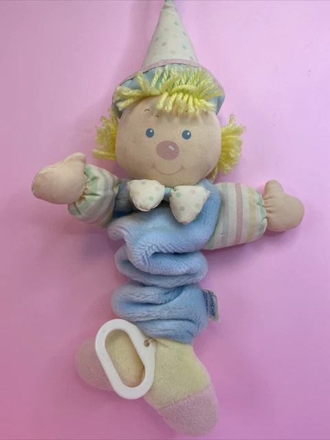 EDEN PLUSH CLOWN Musical Pull Toy Yarn Hair Cloth Face Pastel Baby ...