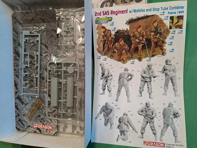 1:35 DRAGON 6586 2nd SAS REGIMENT Welbike & drop tube container France ...