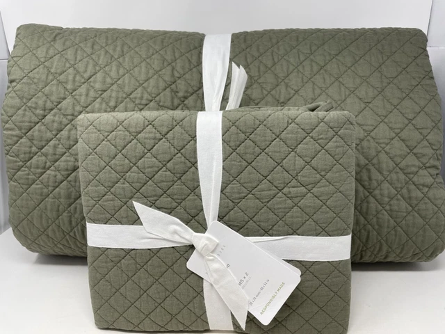 NEW POTTERY BARN Heirloom Scallop King Quilt and 2 Standard Shams ...