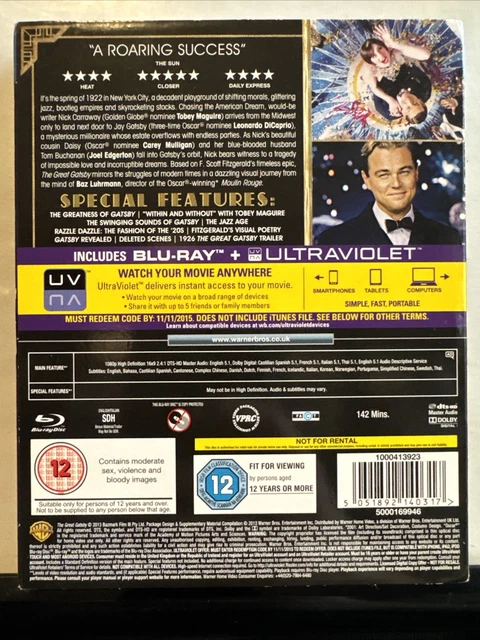 THE GREAT GATSBY (2012) UK Blu ray NEW & SEALED + Slipcase Leonardo ...