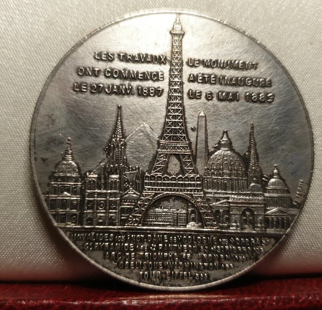 1889 42MM FRENCH MEDAL EIFFEL TOWER TALLEST VISIT OBELISK PYRAMID ...