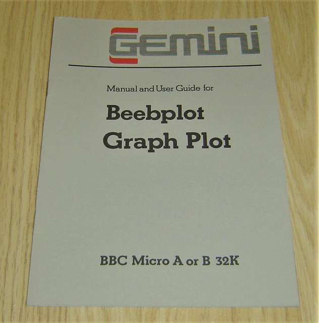 VINTAGE GEMINI BEEBPLOT Graph Plot Bbc Micro Computer A Or B 32K Manual ...