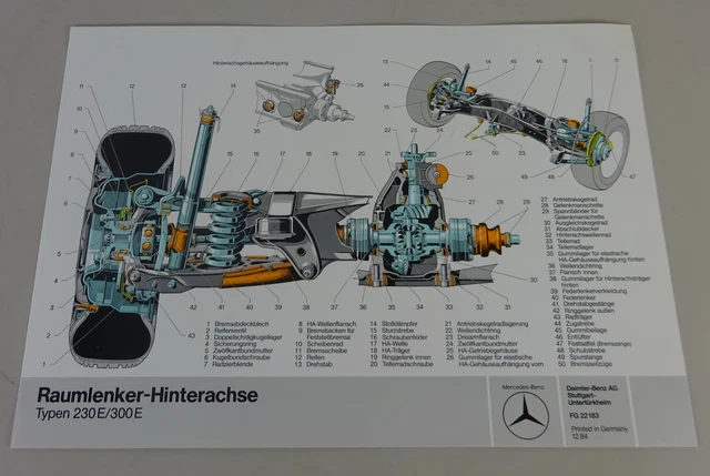 1984 MERCEDES-BENZ W124 space link rear axle sectional view in 230 E ...
