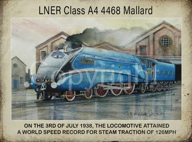 MALLARD LNER CLASS A4 4468 locomotive Breaks Speed Record 1938 Metal ...