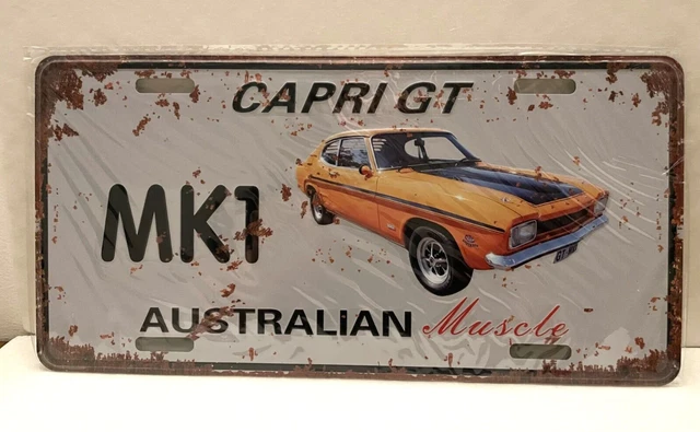 FORD CAPRI GT MK1 2 DOOR ORANGE Metal Vintage Tin License Number Plate ...
