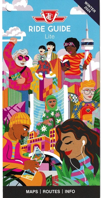 TTC 🚌🚇 RIDE Guide Lite Map 2024 Toronto Downtown Subway Bus Streetcar ...