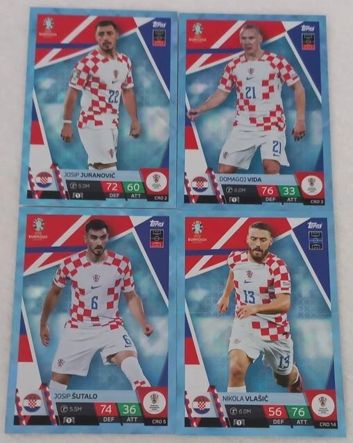 TOPPS MATCH ATTAX Uefa Euro 2024 - Bundle 4 Blue Crystal Parallel Cards ...