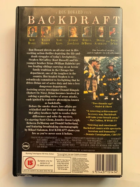 BACKDRAFT {VHS} KURT Russell, De Niro. Ex-Location Originale Grande ...