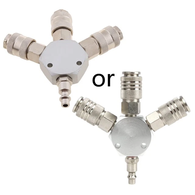 3-WAY AIR MANIFOLD Quick Pneumatic Fittings Air Compressor Accessories ...