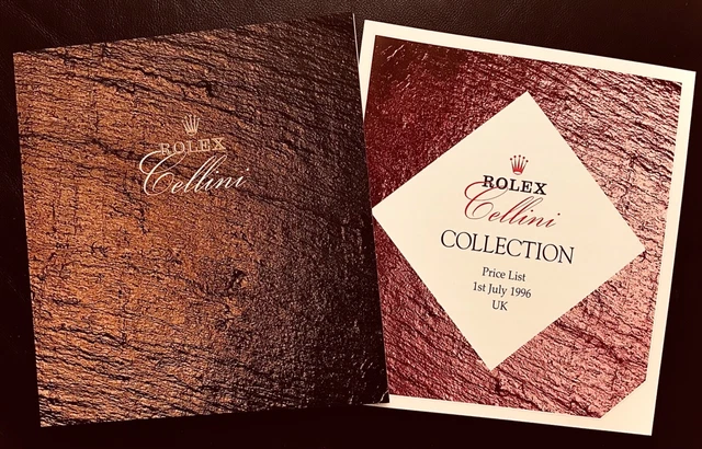 ROLEX WATCHES. ‘CELLINI’ Range Catalogue+Price List - July 1996 - Rare ...