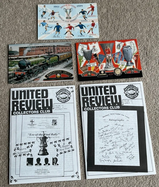 1990'S MANCHESTER UNITED Review Collectors Club magazines + 3 Artwork ...