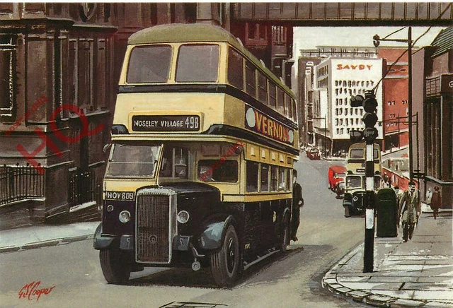POSTCARD_ VINTAGE BUS, BIRMINGHAM CITY TRANSPORT, METRO-CAMMELL DAIMLER ...