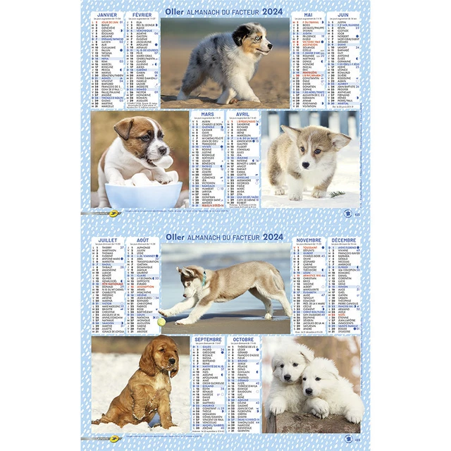 CALENDRIER LA POSTE 2024, Almanach du facteur, chiots EUR 9,90 ...