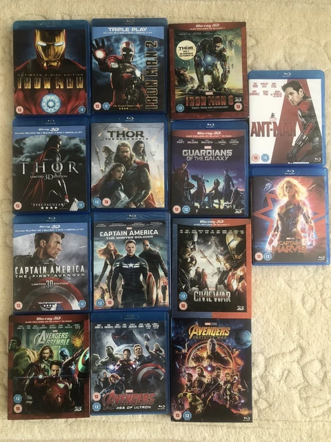 MARVEL CINEMATIC UNIVERSE MCU 14 Blu-Ray Collection Movies 3D £34.00 ...