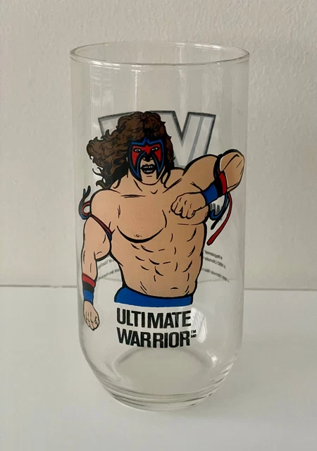 ULTIMATE WARRIOR WWF Wrestling Titan Sports Vintage 1990 Drinking Glass ...