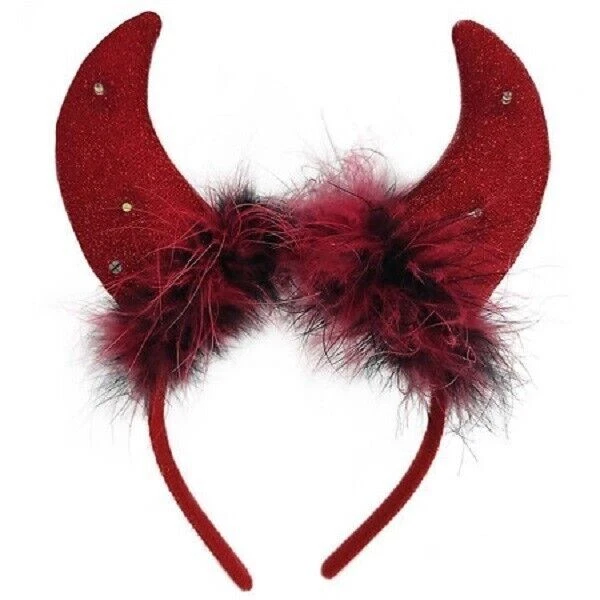 RED DEVIL HORNS Halloween Headband Light Up Hair Band Costume Cosplay £ ...