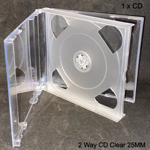 2 WAY CLEAR Double 25mm Spine Holds 2 Disc Empty Replacement CD Jewel ...