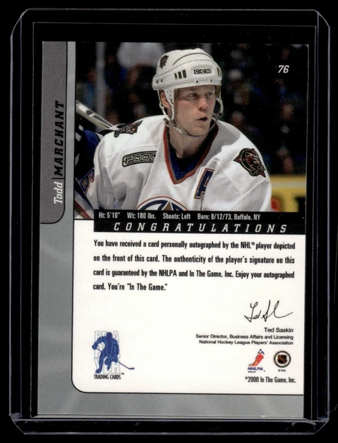 2000-01 ITG GOLD Todd Marchant Auto Edmonton Oilers #76 $2.80 - PicClick CA