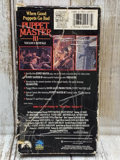 PUPPET MASTER 3: Toulons Revenge (VHS, 1991) RARE OOP Promo £55.44 ...