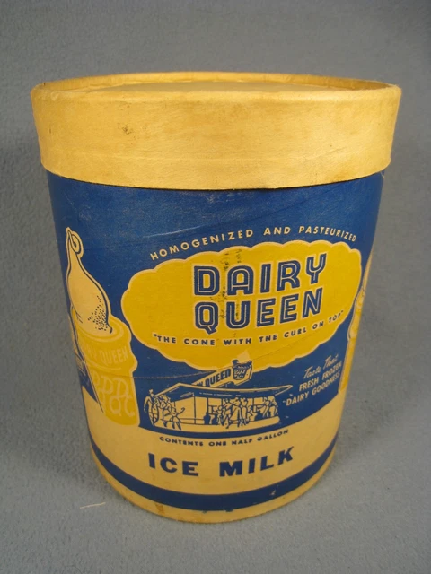 RARE VINTAGE 1940'S Dairy Queen one Half Gallon Ice Milk Container £53. ...