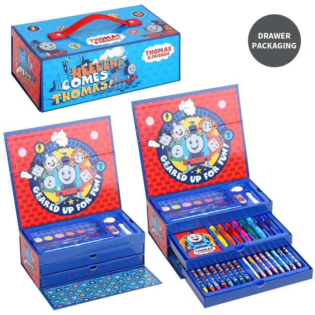 THOMAS THE TANK Engine 52pcs Colouring Tool Box Case Art Craft Set ...