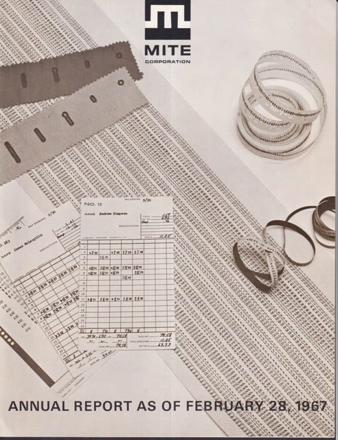 MITE CORPORATION ANNUAL Report 1967 télétype militaire et horodateurs enregistreurs EUR 9,40 ...