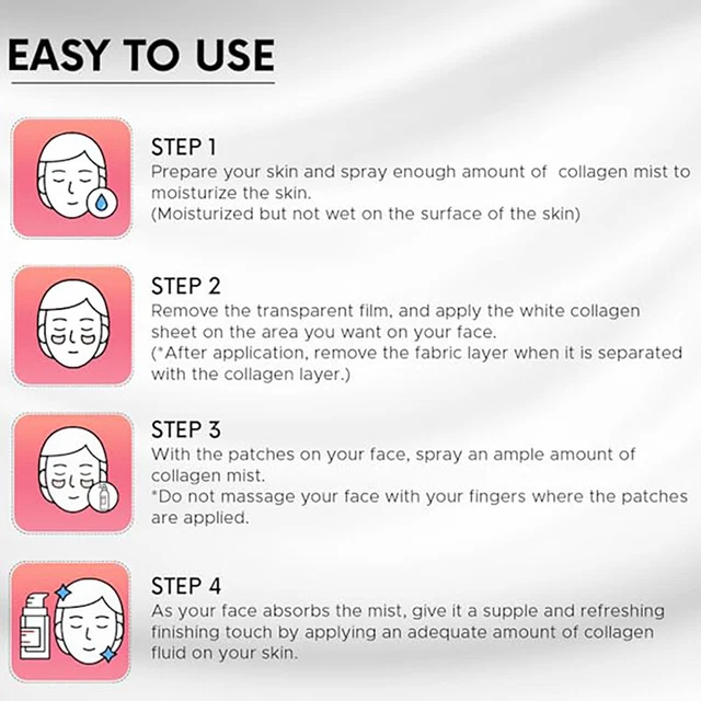 NANO COLLAGEN FILM Set Paper Soluble Facial Mask Forehead Skin Cheek ...