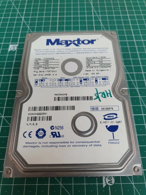 DISQUE DUR IDE Maxtor 40Gb Model 4D040H2 EUR 29,90 - PicClick FR