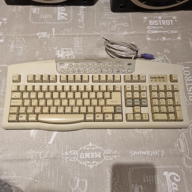 TURBO-MEDIA WIRELESS KEYBOARD KB-9801R+ Multimedia Vintage Windows 98 ...