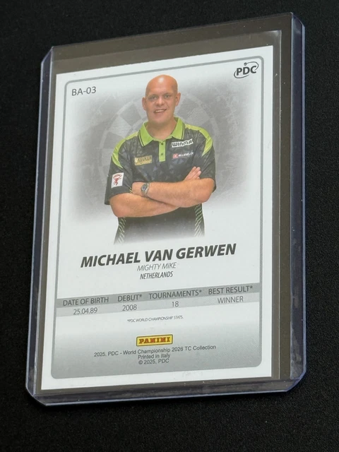 PANINI 2026 PDC Darts WM Michael Van Gerwen MVG Cracked Ice Karte aus ...