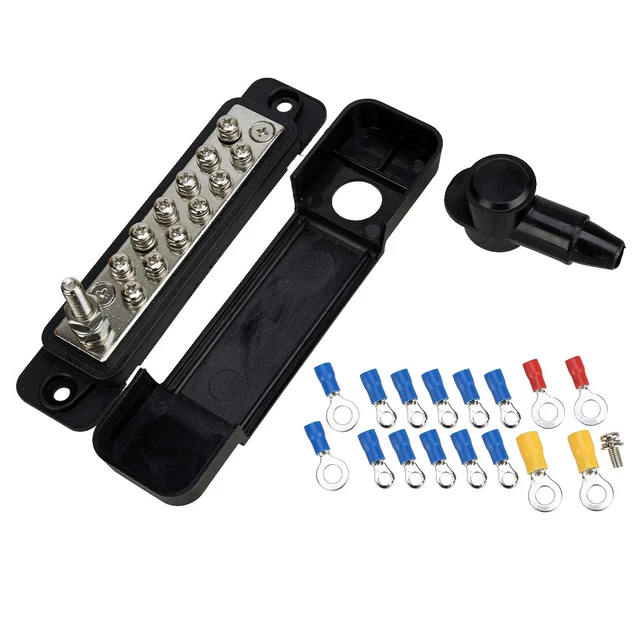 12 POINT POWER Distribution Busbar Bus Bar & Terminal Blocks For Boat ...