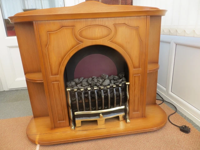 COAL-EFFECT ELECTRIC FIREPLACE, wood-surround 2kw electric fire with ...