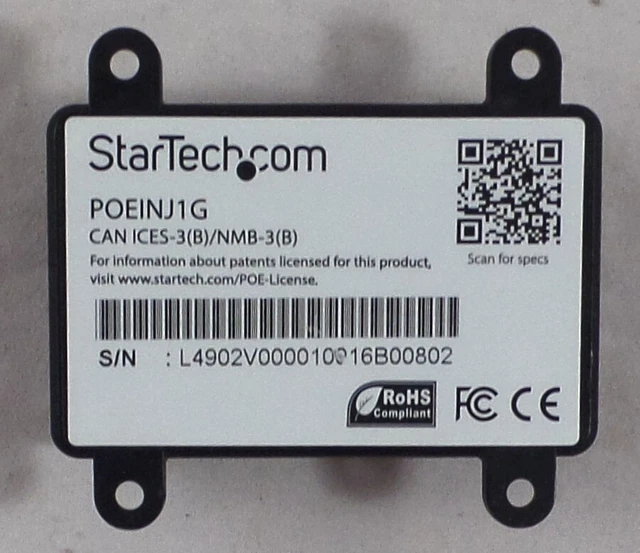 STARTTECH.COM 1 PORT Gigabit Poe+ Power Over Ethernet Injector 48v 30w ...
