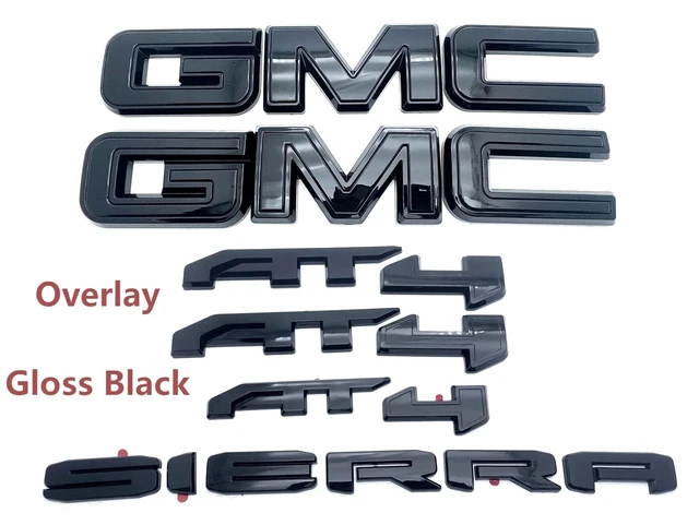 2019-2025 GMC SIERRA Front & Rear and AT4 OVERLAY Emblems kit Gloss ...
