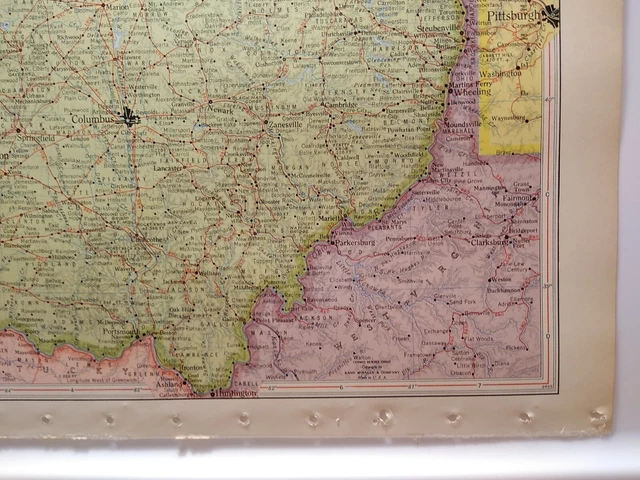 1957 VINTAGE OHIO Atlas Map Old Authentic Antique MCM Encyclopedia ...