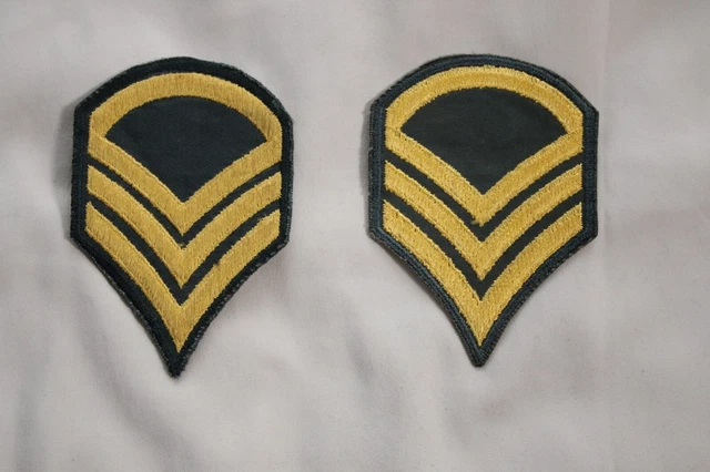 VINTAGE WORLD WAR II Era Staff Sergeant Army Chevrons Gold On Green ...