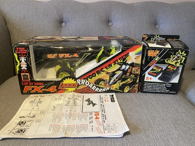 TYCO FX-4 LAZER 6.0v Jet Turbo Rc Remote Control Car Vintage Boxed Rc ...