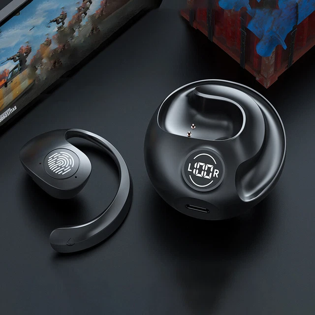 BLUETOOTH HEADPHONES WIRELESS Earbuds Display Charging Case Sports ...