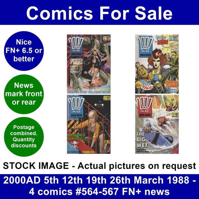 2000AD 5TH 12TH 19th 26th March 1988 - 4 comics #564-567 FN+ news EUR ...
