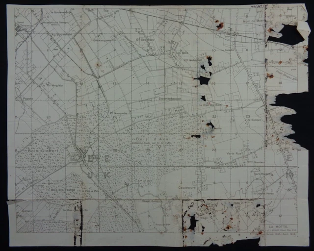 WW1 MAP OF "LA MOTTE" (ANZAC HQ) BATTLE of HAZEBROUCK (LYS OFFENSIVE ...