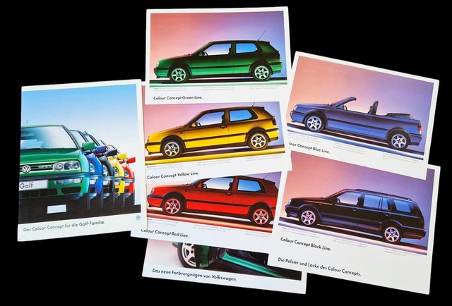 VW GOLF COLOUR CONCEPT III 3 Green Line Yellow Prospekt Brochure Mappe ...