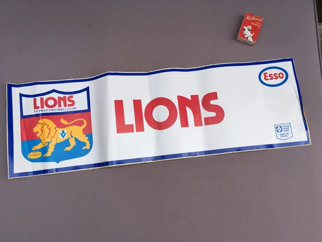 VINTAGE FITZROY FOOTBALL Club ESSO Sticker, LIONS, Large - BRISBANE ...