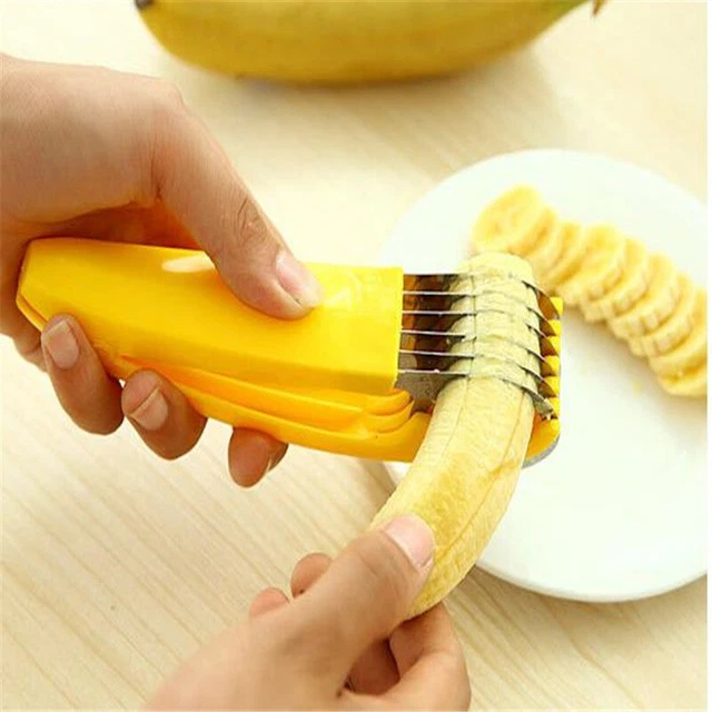 STAINLESS STEEL BANANA Cutter Fruit Vegetable Sausage Slicer Salad ...