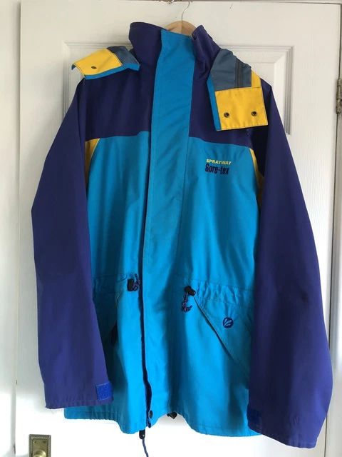 VINTAGE SPRAYWAY GORTEX Jacket 90s Block Colours Hooded Waterproof £30. ...